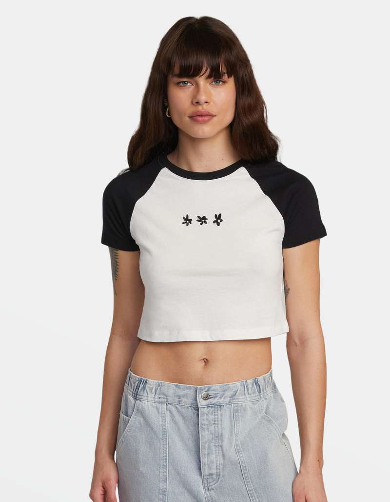 RVCA Daisy Womens Crop Raglan Tee - OFF WHITE - L | Tillys