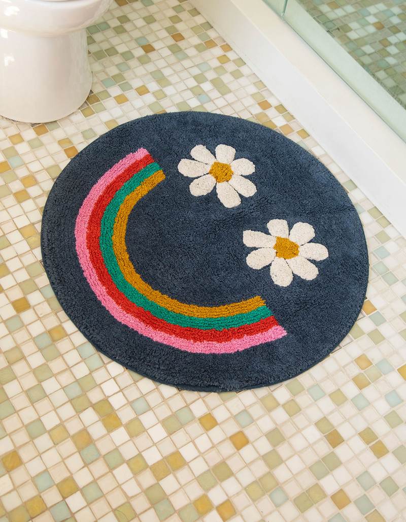 NATURAL LIFE Smile Rounded Bath Mat - BLUE - ONE SIZE | Tillys