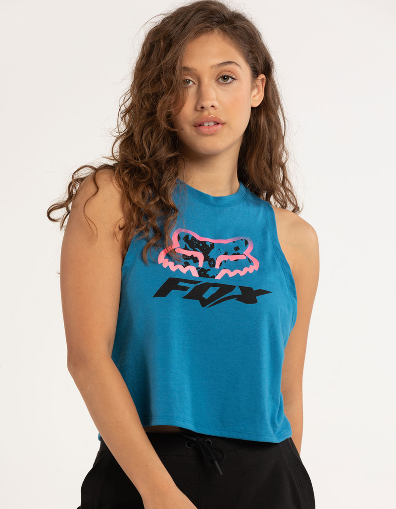 FOX Morphic Womens Crop Muscle Tank Top - BLUE - L | Tillys