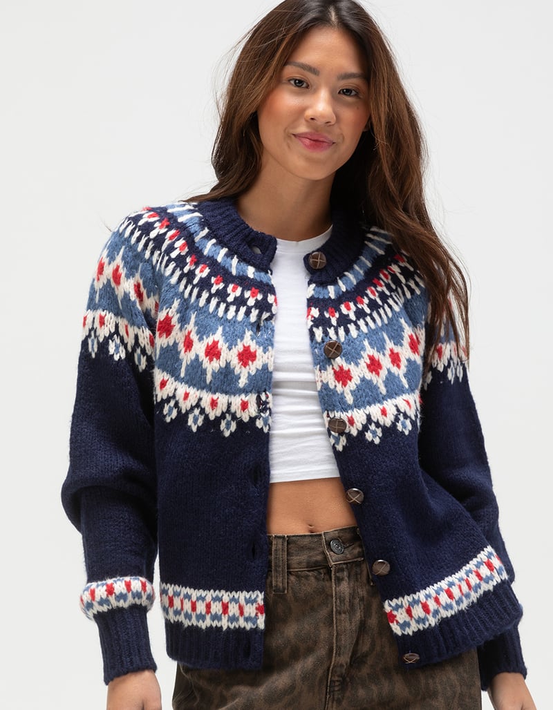 BDG Urban Outfitters Fair Isle Womens Boxy Cardigan - BLUE COMBO | Tillys