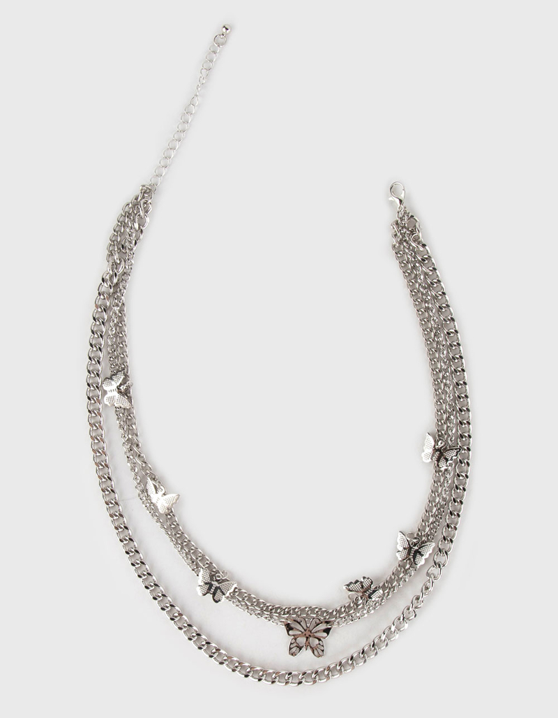 FULL TILT 3 Pack Butterfly Layered Chain Necklace - SILVER | Tillys