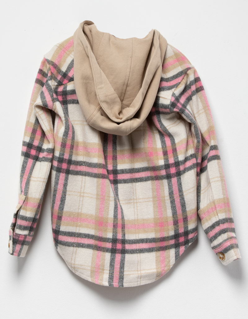 BLANK NYC Plaid Girls Hooded Flannel - PINK COMBO | Tillys