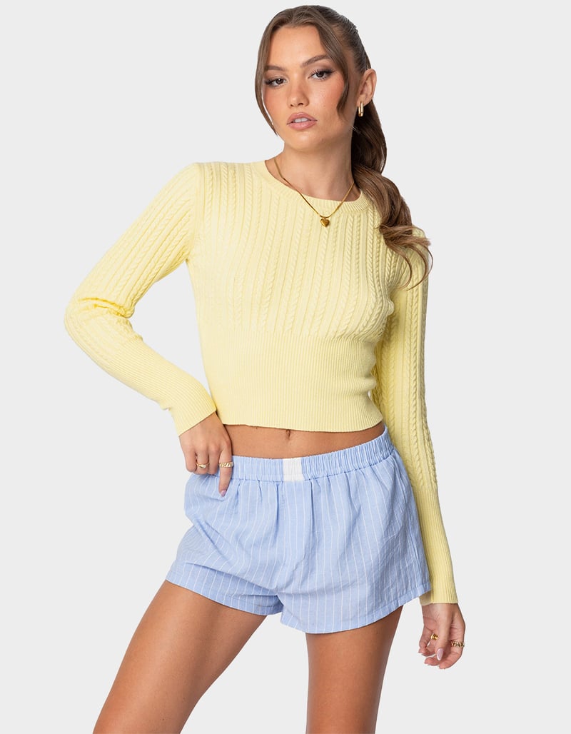 EDIKTED Mallory Cable Knit Sweater - YELLOW | Tillys