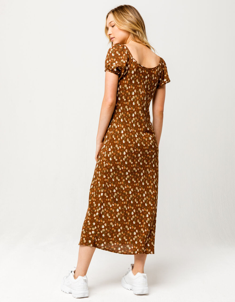 Sky And Sparrow Peasant Midi Dress Brown Tillys