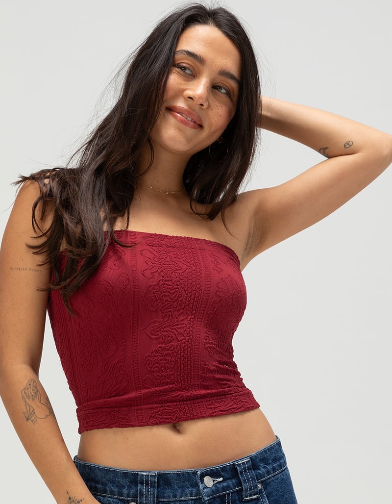 FULL TILT Tapestry Texture Womens Tube Top - RED - S/M | Tillys
