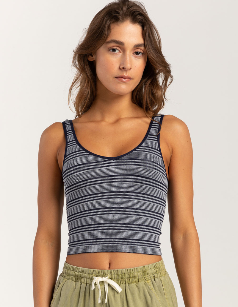 FULL TILT Seamless Striped V-Neck Womens Tank Top - NAVY | Tillys