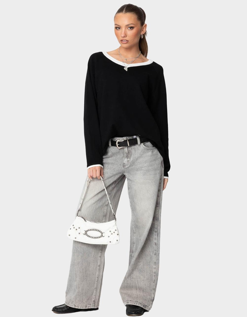 EDIKTED Magda Low Rise Acid Wash Jeans - GRAY | Tillys