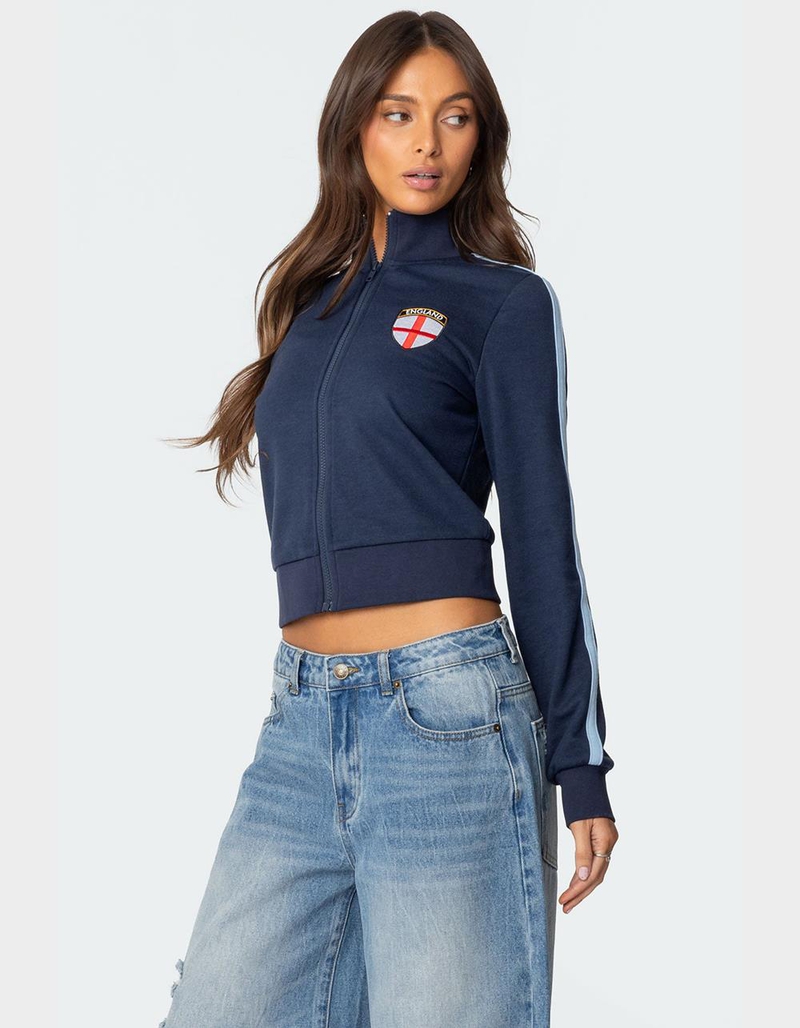 EDIKTED England Zip Up Sweatshirt - NAVY - XS | Tillys