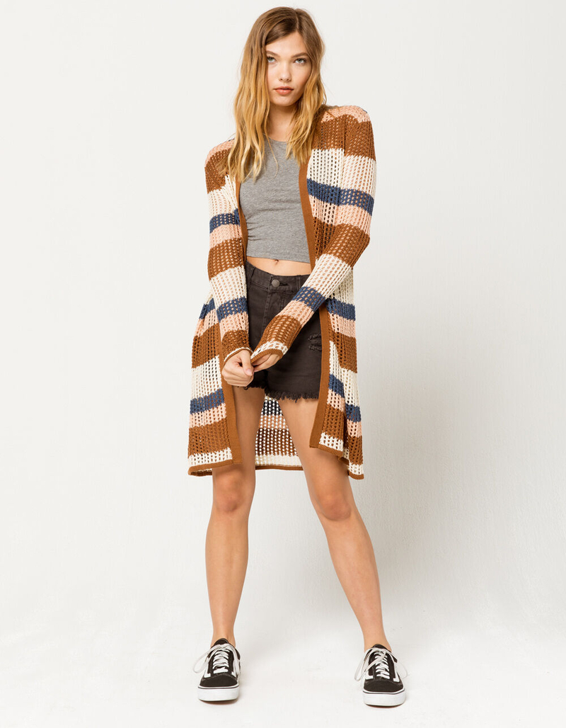 SKY AND SPARROW Stripe Lightweight Maxi Womens Cardigan - MULTI | Tillys