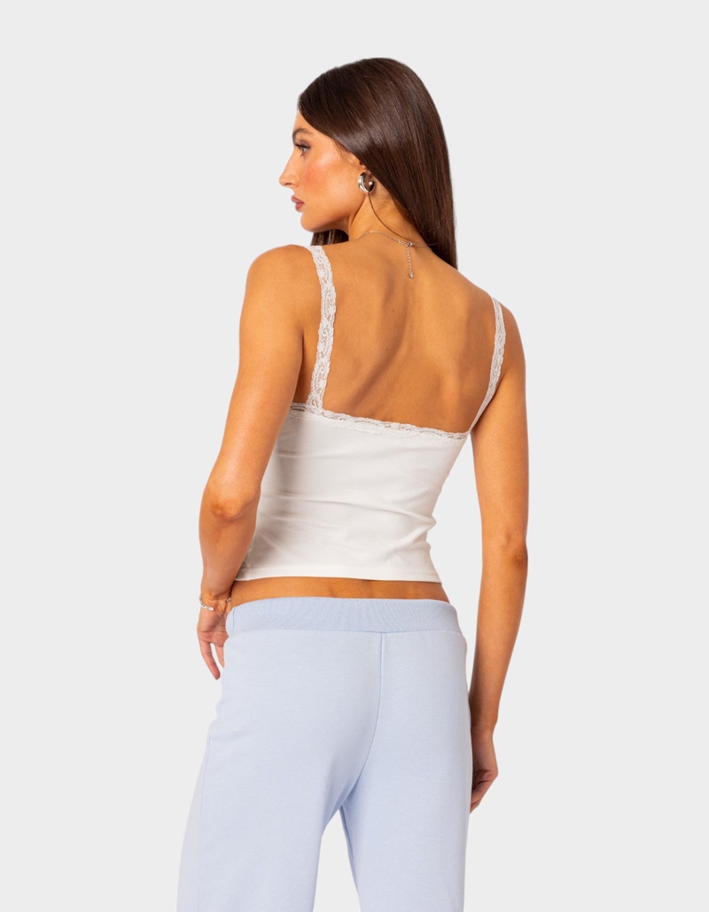 EDIKTED Amilia Lace Trim Tank Top - WHITE | Tillys