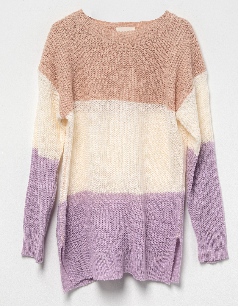 HAYDEN Stripe Girls Pullover Sweater - LAVENDAR - M | Tillys