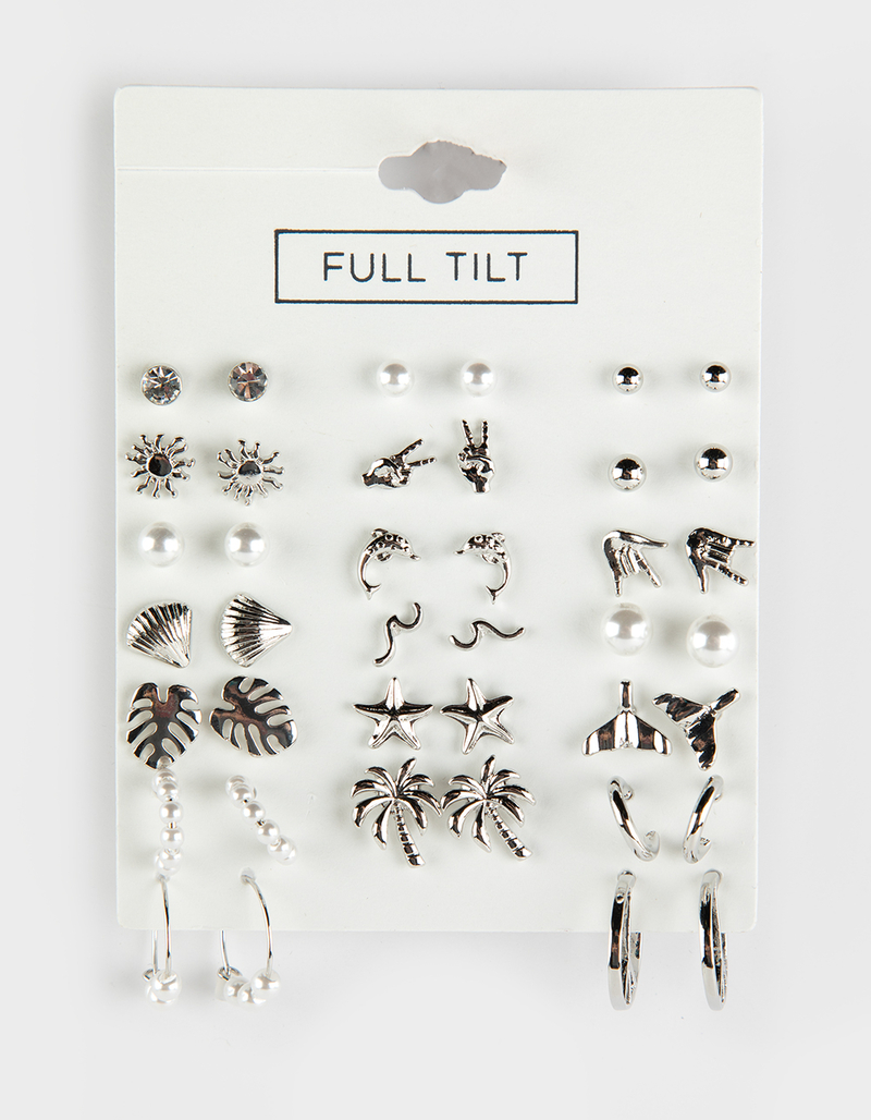 FULL TILT 20 Pack Shell Leaf Earrings - SILVER - ONE SIZE | Tillys
