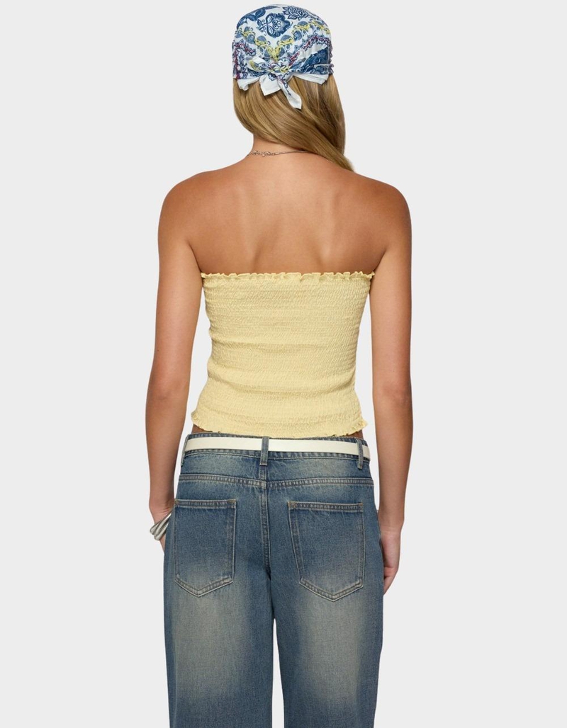 EDIKTED Emmet Strapless Scrunch Top - YELLOW - XL | Tillys
