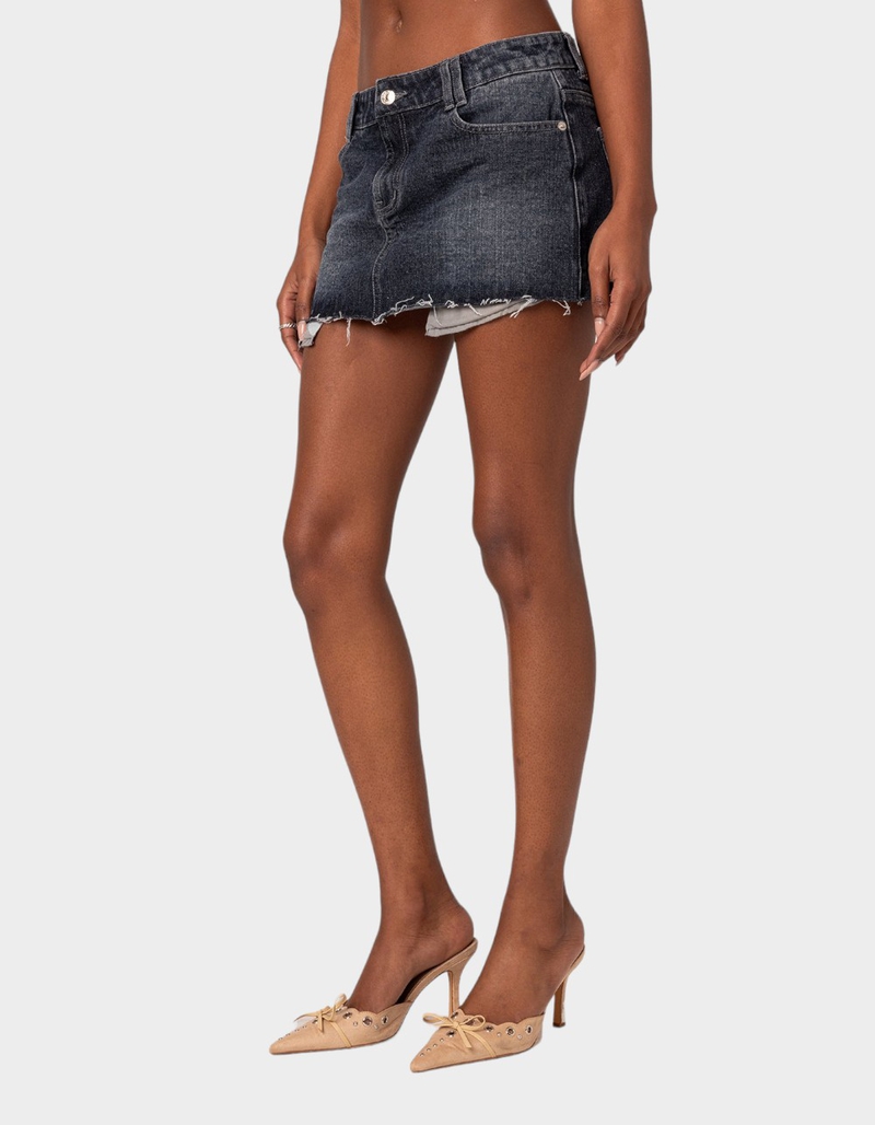 EDIKTED Washed Denim Mini Skirt - GRAY - XL | Tillys