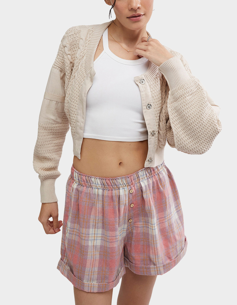 FREE PEOPLE Sunday Morning Womens Boxer Shorts - PINK COMBO | Tillys