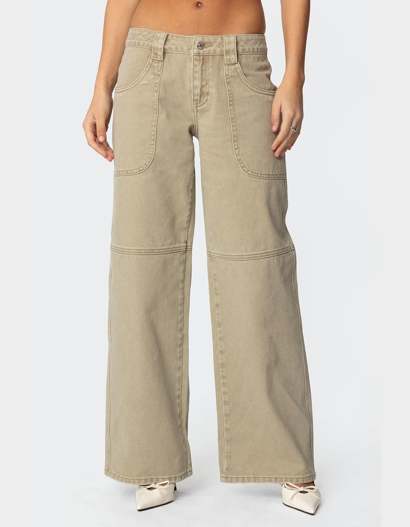 EDIKTED Morgan Low Rise Carpenter Jeans - LIGHT BROWN - L | Tillys