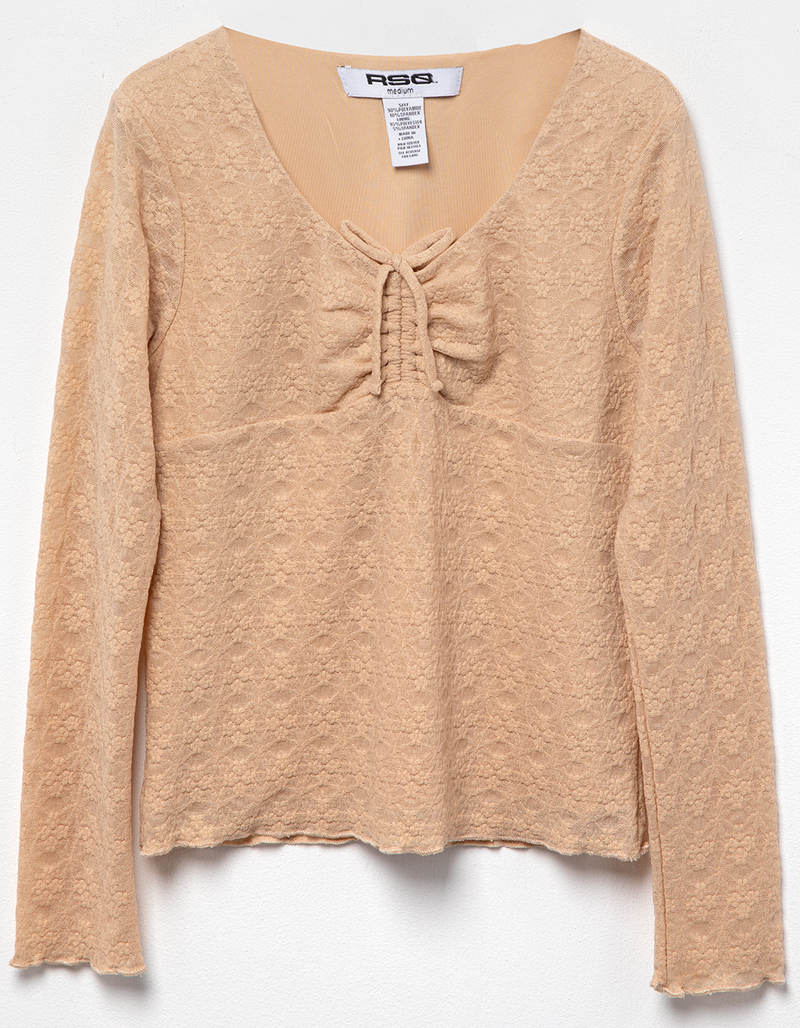 RSQ Girls Lace Tie Front Long Sleeve Top - TAN | Tillys