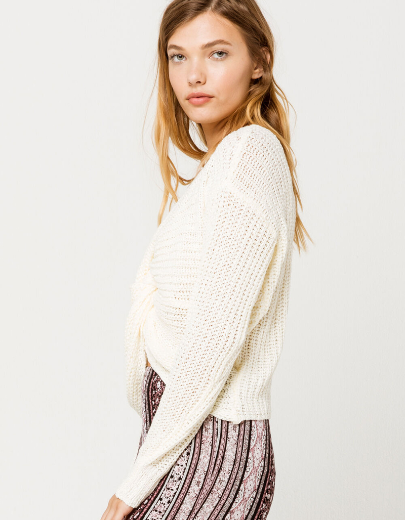 IVY & MAIN Twist Front Cream Womens Pullover Sweater - CREAM - M | Tillys