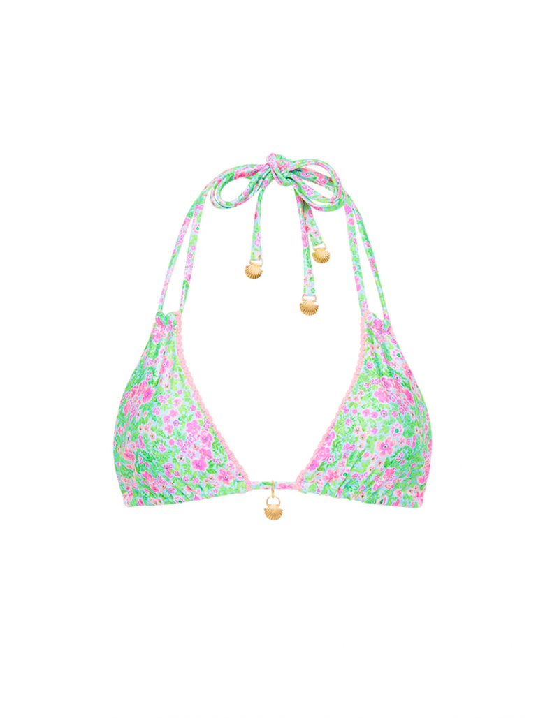 Kulani Kinis Halter Bralette Bikini Top Green Combo Tillys