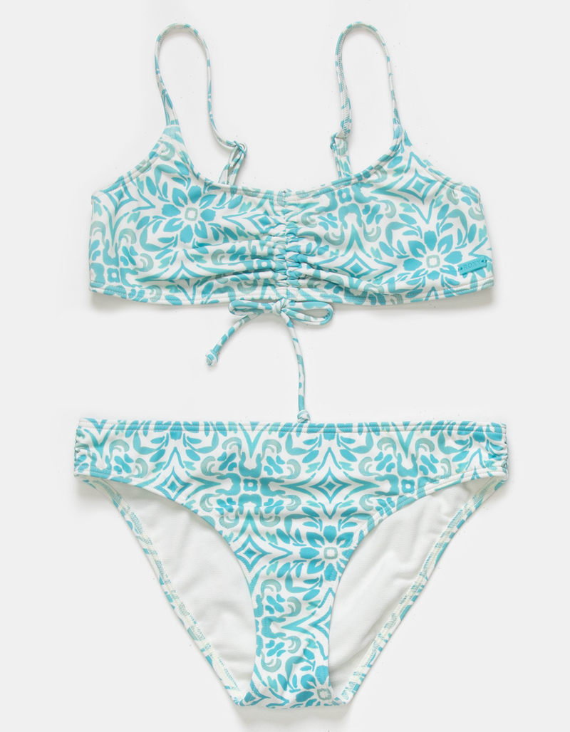 Roxy Fresco Tile Girls Bralette Bikini Set Sky Blue Tillys