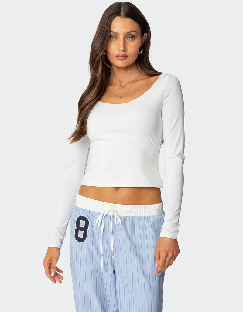EDIKTED Millicent Wide Scoop Neck Top - WHITE - M | Tillys