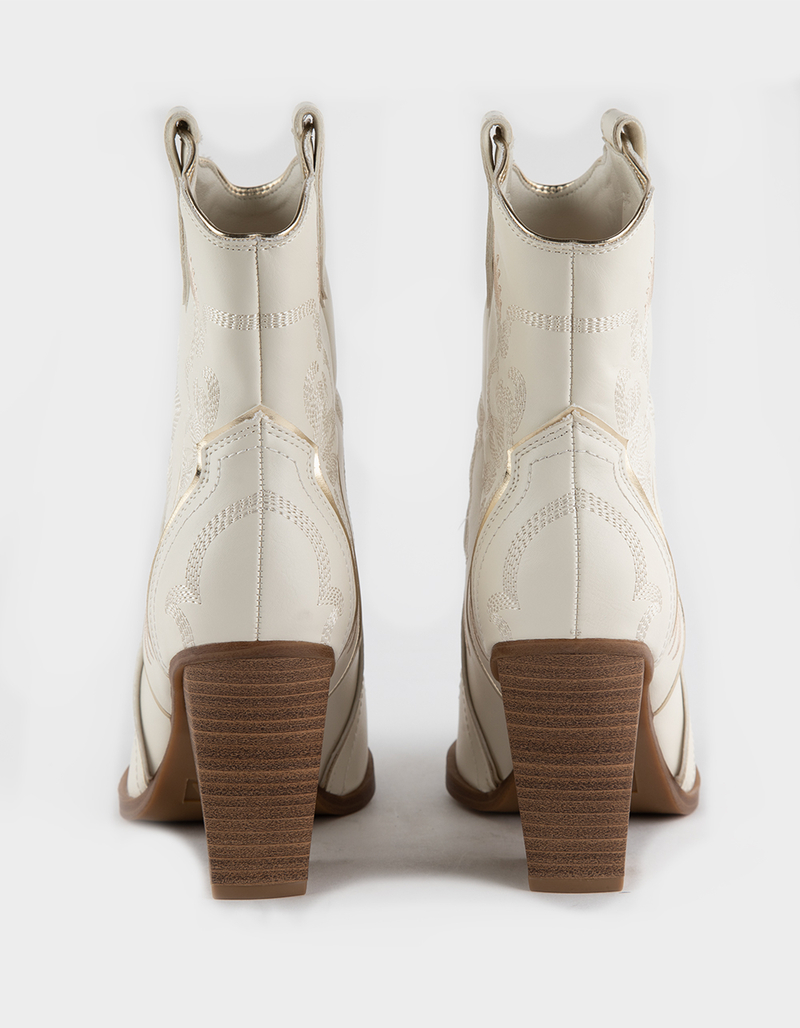 MIA Wendi Womens Western Short Boots - WHITE/GOLD | Tillys