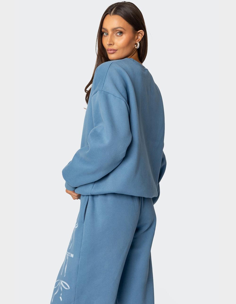 EDIKTED Bow Bliss Oversized Sweatshirt - BLUE - L | Tillys