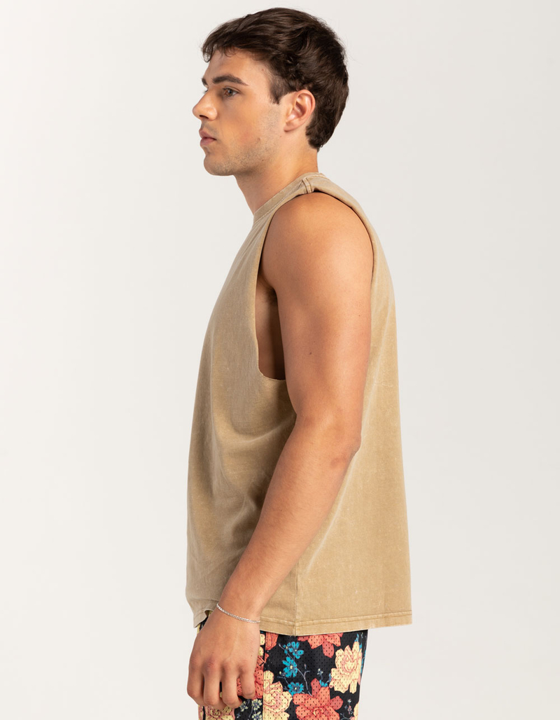 RSQ Mens Acid Wash Muscle Tee - TAN | Tillys