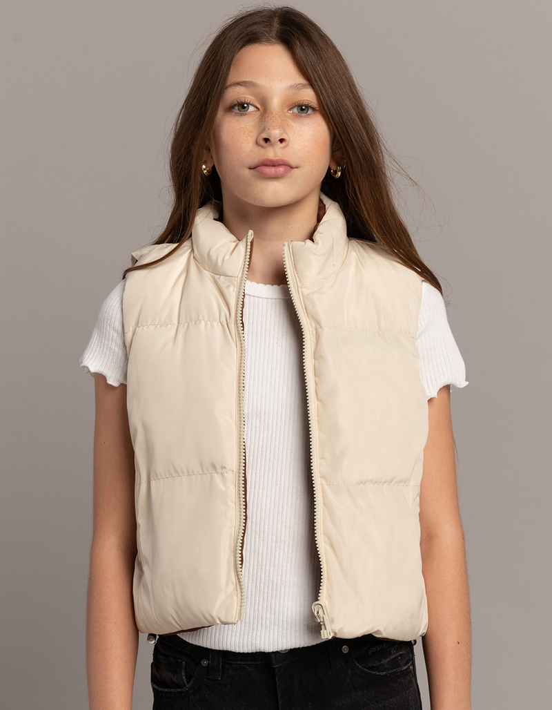 RSQ Girls Reversible Puffer Vest - CREAM COMBO | Tillys