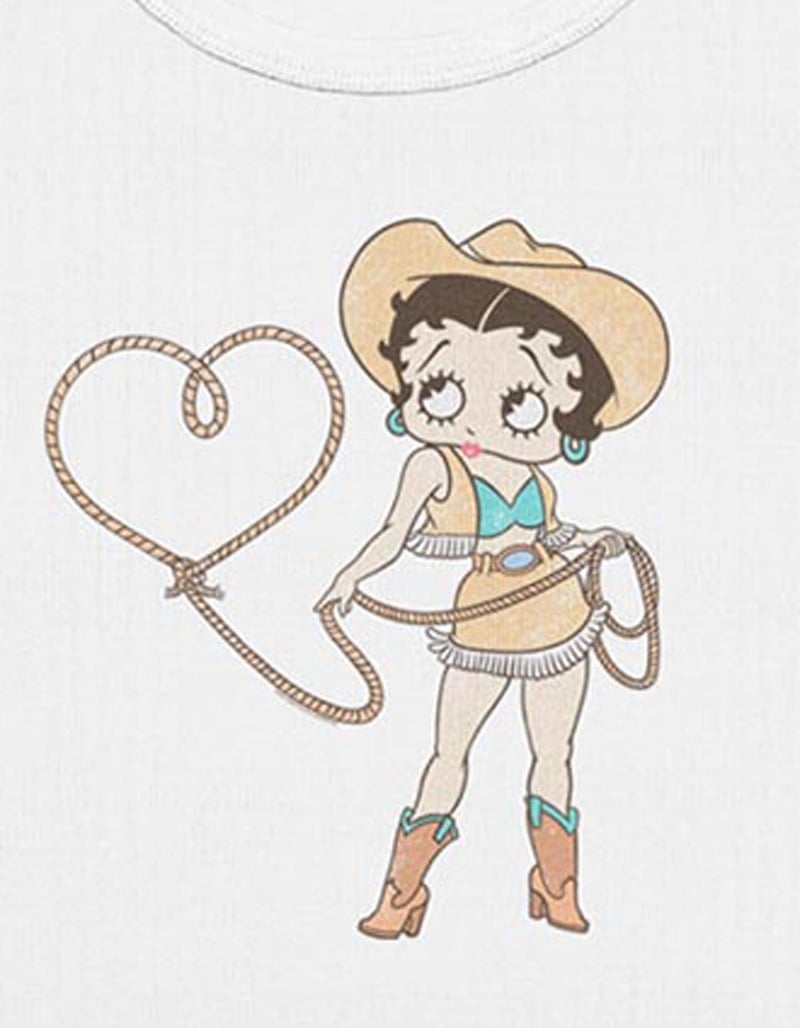BETTY BOOP Cowgirl Heart Lasso Womens Baby Tee - CREAM - S | Tillys