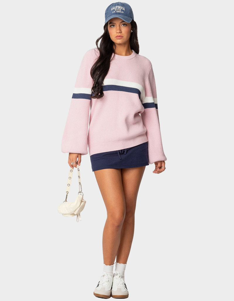 EDIKTED Nautical Striped Oversized Sweater - PINK | Tillys