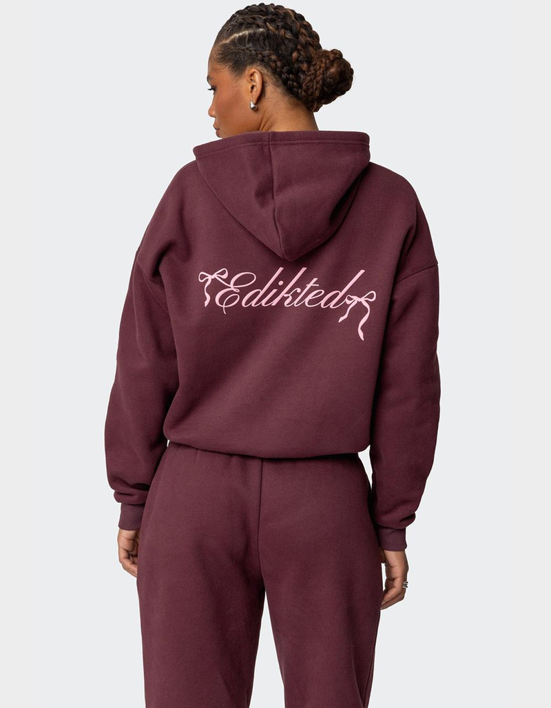 EDIKTED Sasha Bow Detail Hoodie - DK RED - XS | Tillys