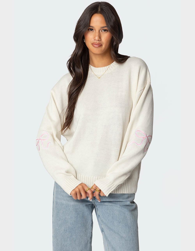 EDIKTED Rutie Bow Patch Sweater - WHITE - XL | Tillys