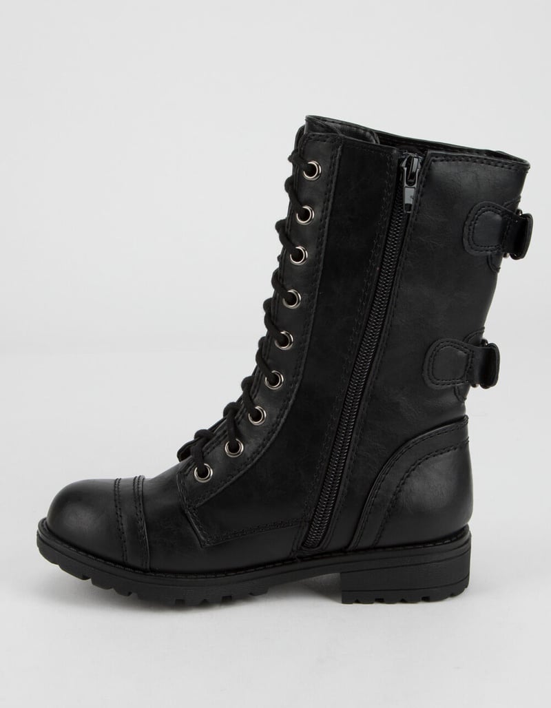 SODA Buckle Girls Combat Boots - BLK/BLK - 4 | Tillys