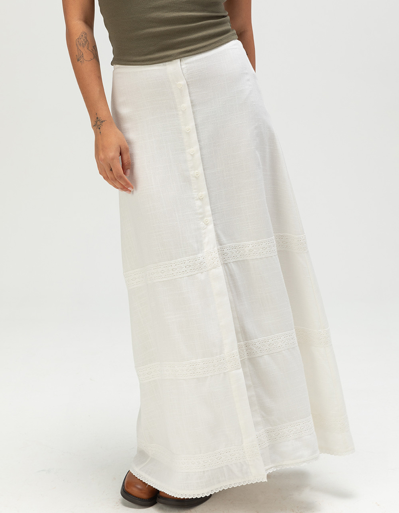 RHYTHM Pearl Button Front Womens Maxi Skirt - WHITE - XXL | Tillys