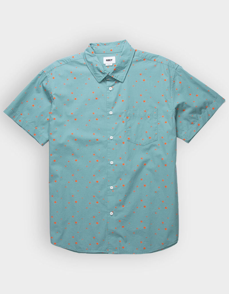 OBEY Burst Mens Button Up Shirt - TEAL BLUE | Tillys
