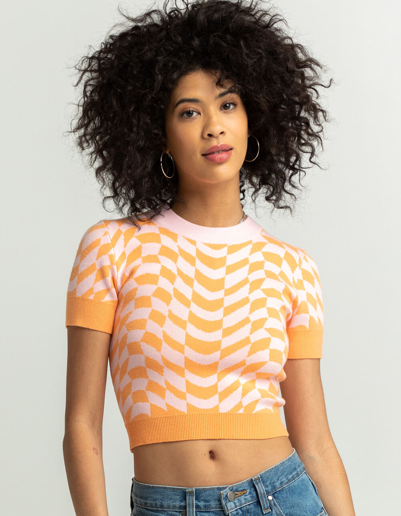 RSQ Checker Womens Crop Sweater - MULTI | Tillys