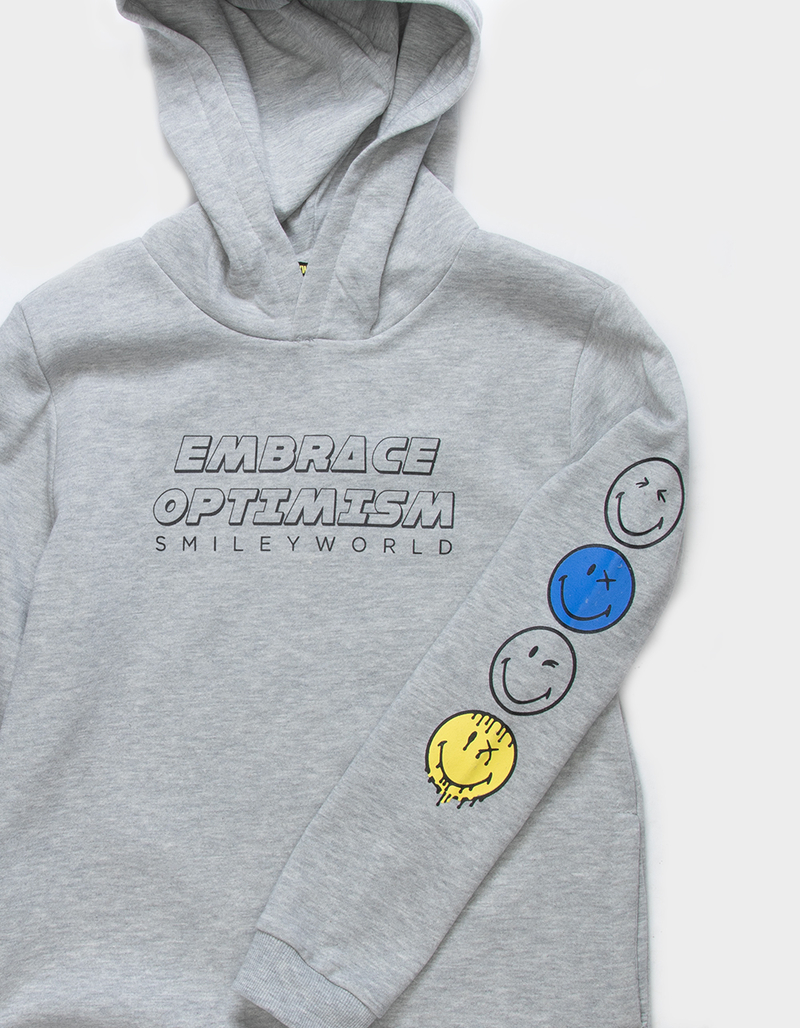 SMILEY WORLD Embrace Optimism Boys Fleece Hoodie - GRAY - M | Tillys
