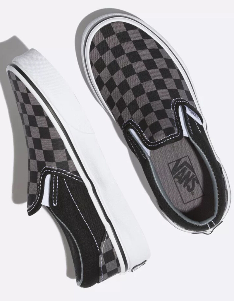 VANS Classic Checkerboard Slip-On Kids Shoes - BLACK/PEWTER - 3.5 | Tillys