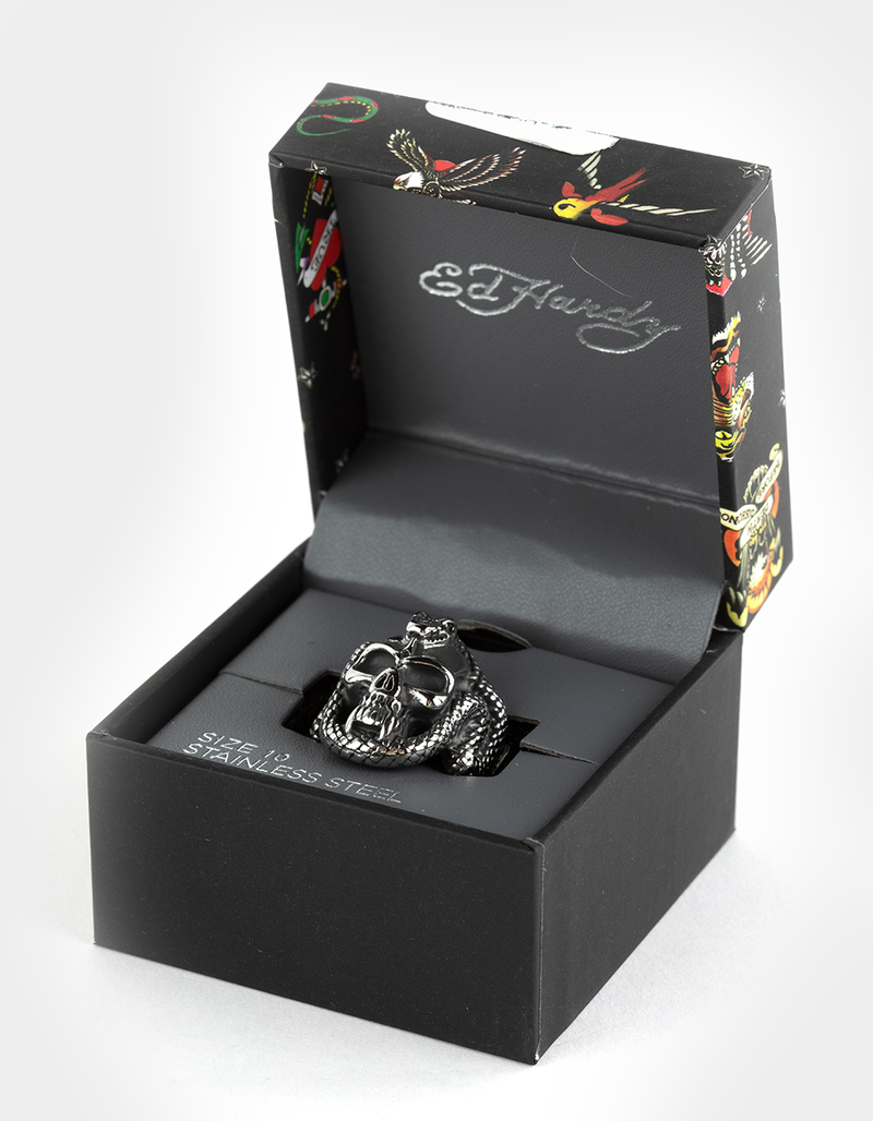 ED HARDY Skull And Serpent Ring - SILVER | Tillys