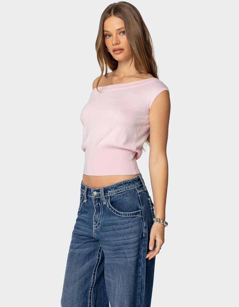 EDIKTED Michaela Off Shoulder Knit Top - LIGHT PINK | Tillys