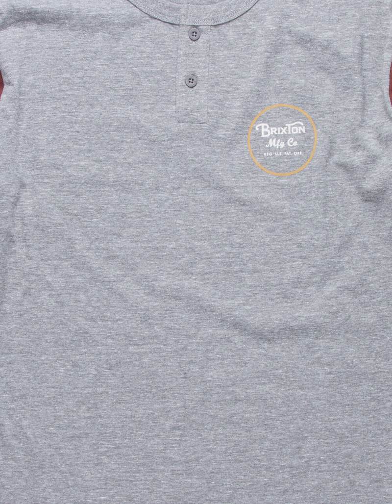 BRIXTON Wheeler Heather Gray & Chestnut Mens Henley - HEATHER GRAY ...