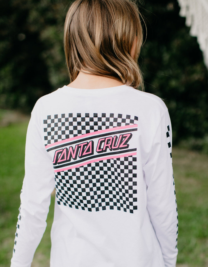 SANTA CRUZ Check Stripe Hue Girls Tee - WHITE | Tillys