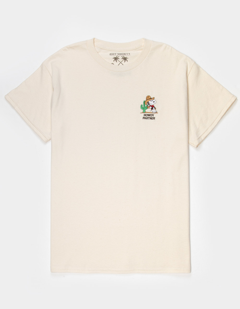 RIOT SOCIETY x Peanuts Snoopy Howdy Partner Mens Tee - CREAM - XXL | Tillys
