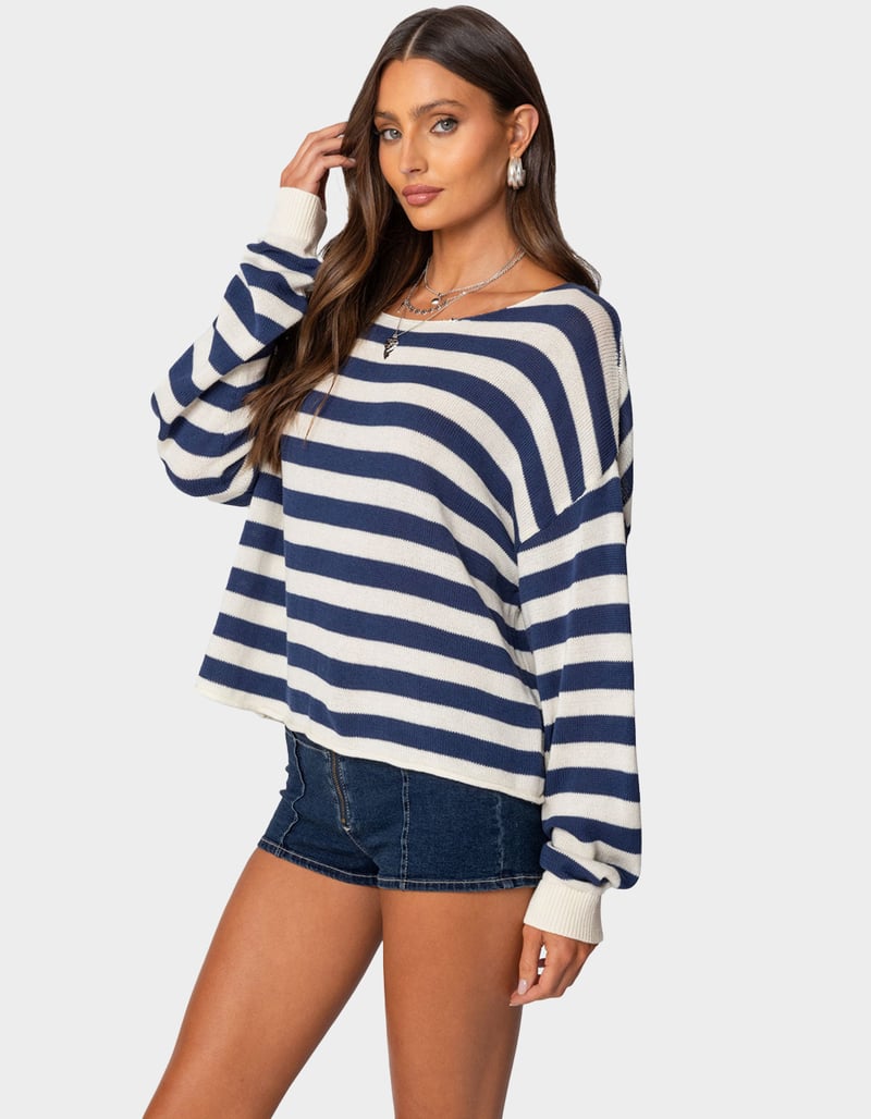 EDIKTED Anney Oversized Striped Sweater - BLUE | Tillys