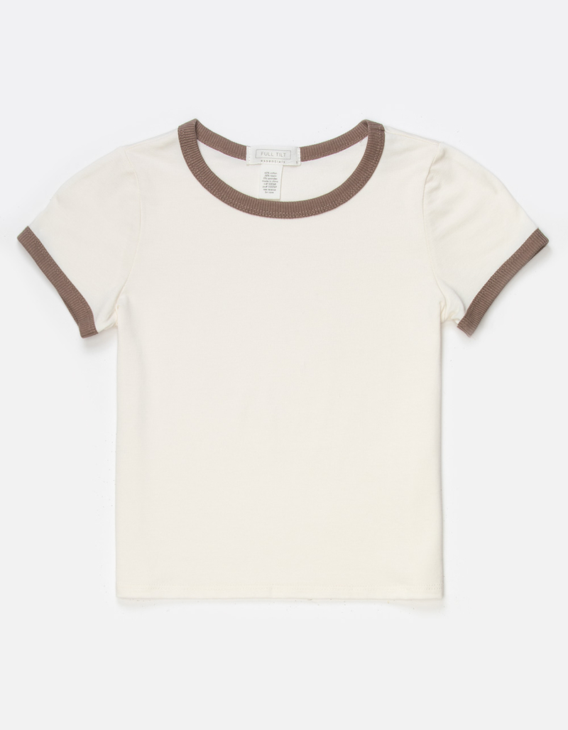 FULL TILT Essentials Girls Ringer Tee - white brown | Tillys