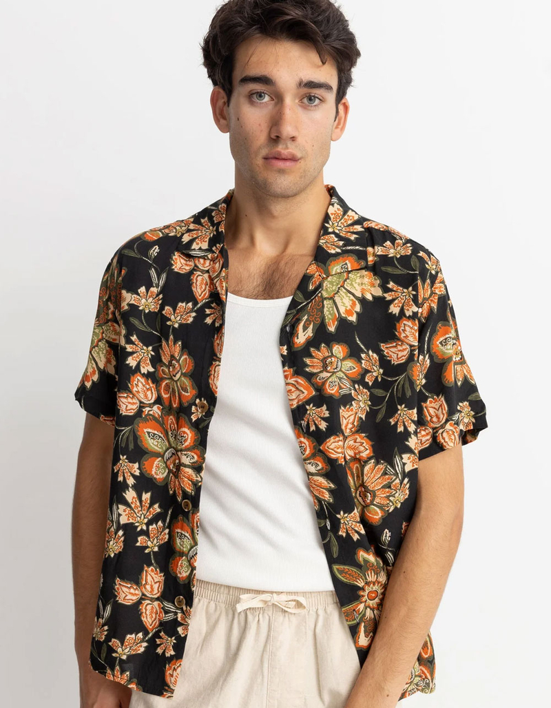 RHYTHM Arcadia Mens Button Up Shirt - BLACK COMBO | Tillys