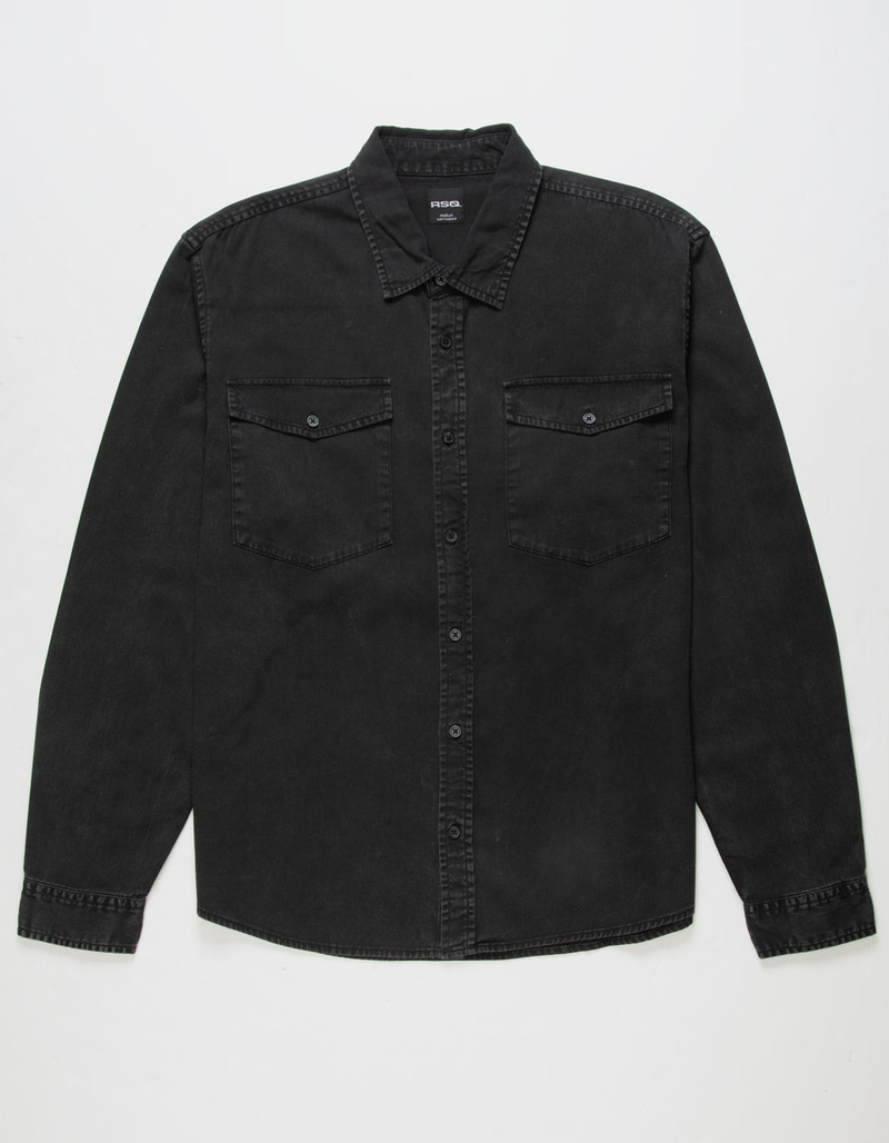 RSQ Mens Washed Twill Shirt - BLACK | Tillys