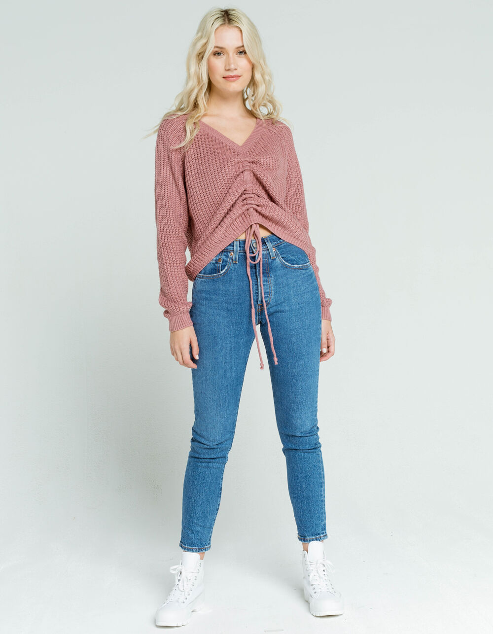 LOVE TREE Cinch Womens Mauve Sweater - MAUVE | Tillys