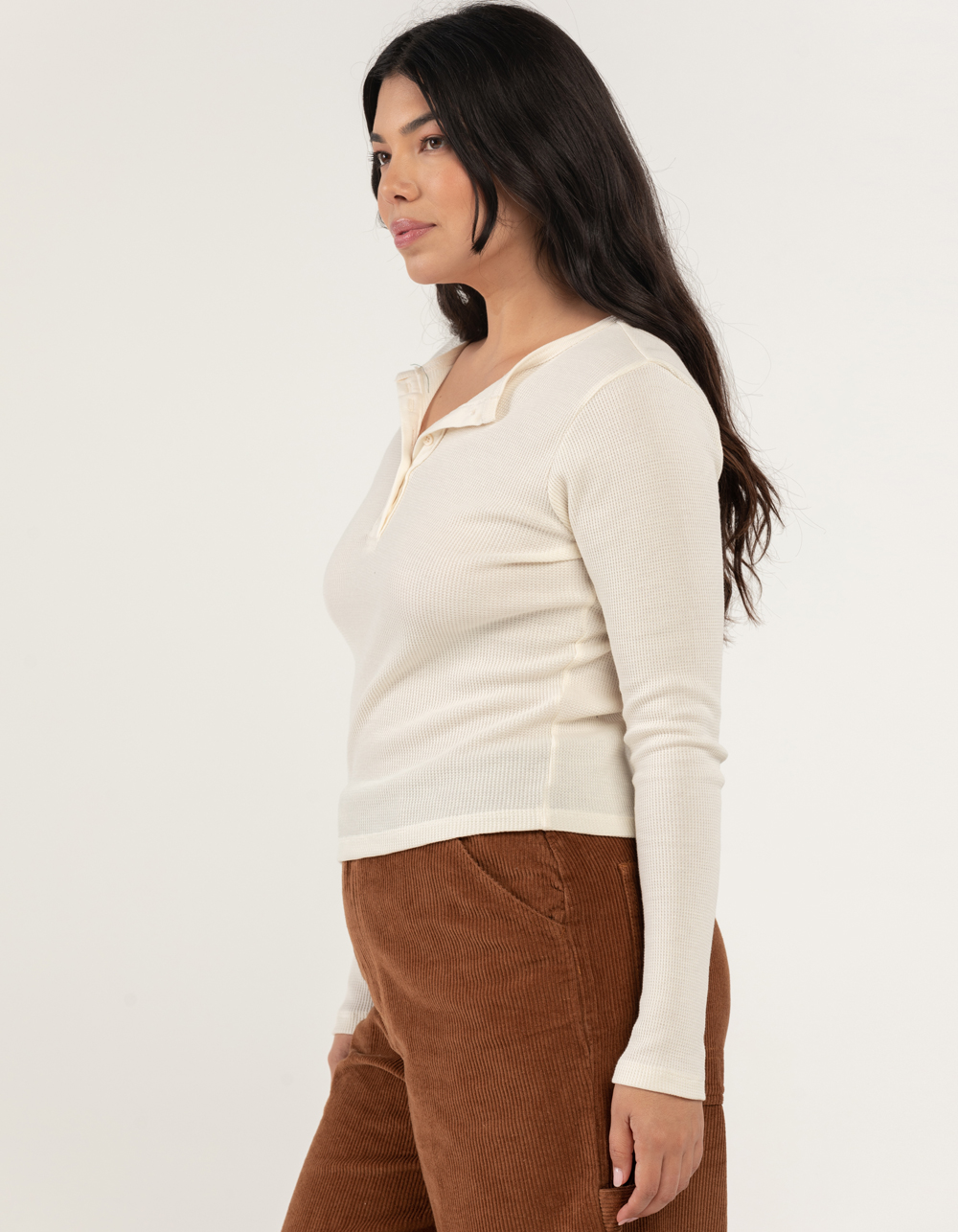 RSQ Womens Thermal Henley - CREAM | Tillys